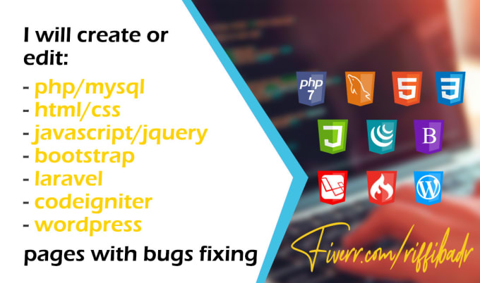 Create Or Edit Laravel Codeigniter Wordpress Php Mysql Js Jquery Html