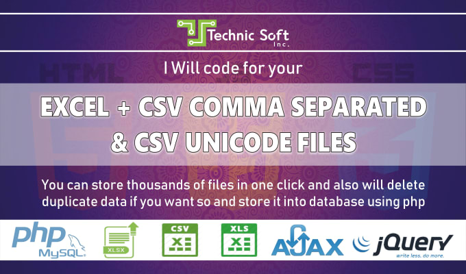Code For Your Csv Unicode Csv Xls Xlsx File In Php Mysql By Technic