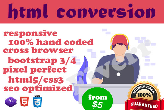 Convert Your Psd To Responsive Html With Bootstrap4 By Wp Alpha Fiverr