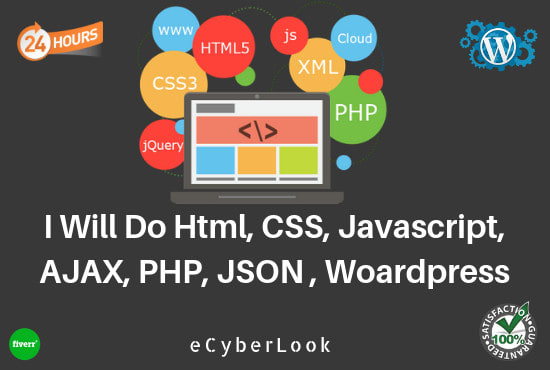 Do Html Css Javascript Ajax Php Json Wordpress By Ecyberlook Fiverr