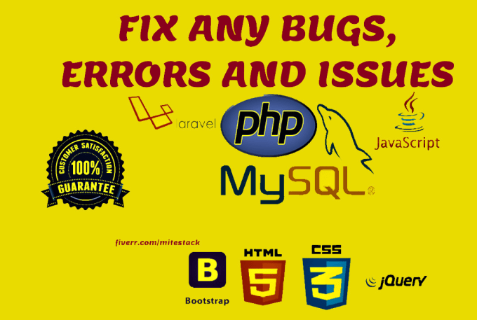 Fix Any Php Laravel Html Css And Jquery Bugs Errors And Issues In