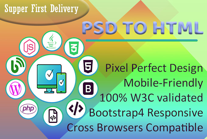 Convert Your Psd Png And Ai To Html With Bootstrap 4 By Goljargmc