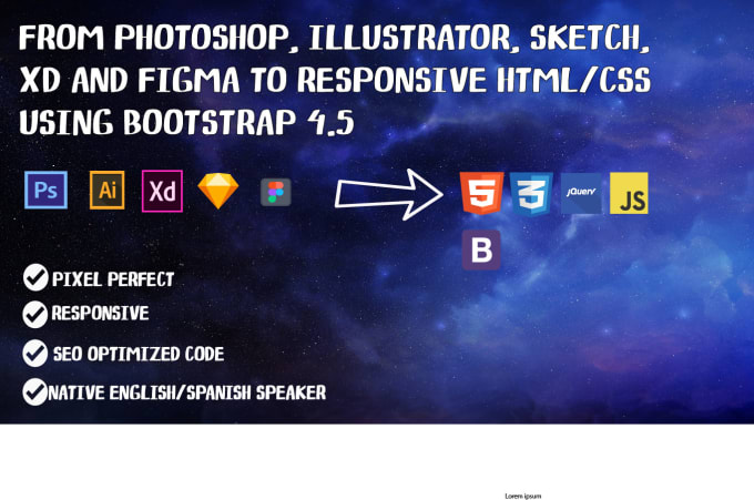 Convert Your Psd Ai Xd Sketch Or Figma File To A Responsive Html And