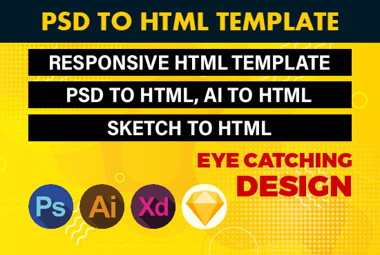 Convert Psd To Html Xd To Html Figma To Html Sketch To Html