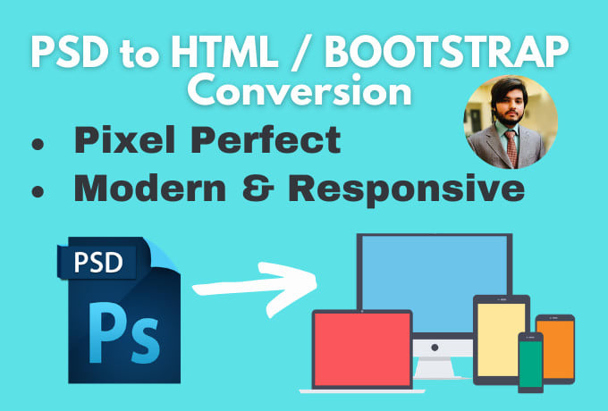 Convert Psd Xd Sketch To Html Css Bootstrap4 Modern Responsive Design
