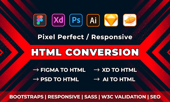Convert Figma To Html Xd To Html Psd To Html Ai To Html Responsive
