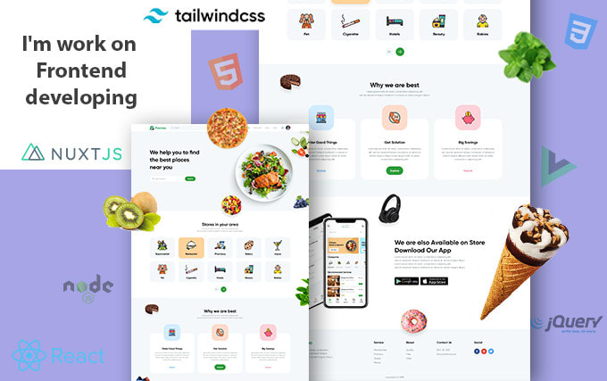 Be Frontend Developing In Html Tailwind Vuejs Reactjs Nuxtjs By
