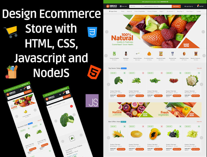 Develop Professional Ecommerce On Html Css Javascript And Nodejs By