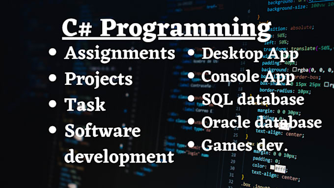 Do Your Csharp Programming Projects And Assignments By Hussain6465 Fiverr