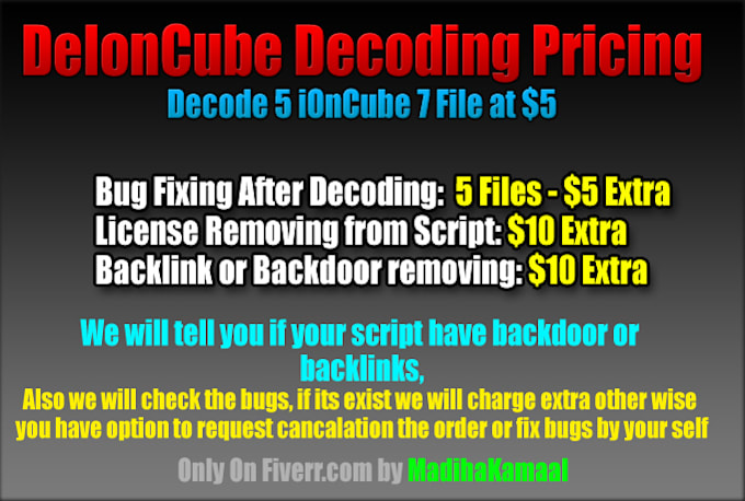 Decode Your Ioncube Encrypted 5 Files By Madihakamaal Fiverr