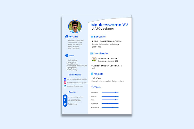 Make Professional Resume Design Or Cv By Moulee Sk Fiverr