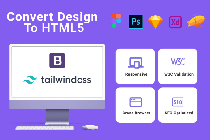 Convert Psd Figma Sketch To Html Responsive Bootstrap 5 Tailwindcss