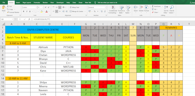 Create Absent And Present Sheet In Ms Excel By Thedark Shadow Fiverr