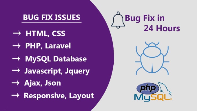 Fix Any Bugs In Php Laravel Html Css Js Jquery Ajax Mysql By