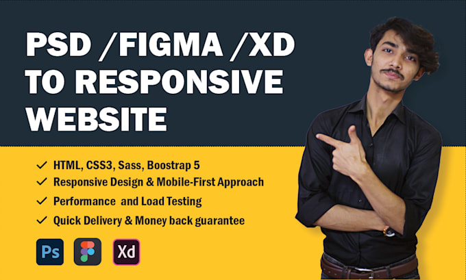 Covert Psd Xd Figma And Sketch Design Using Html And Css By