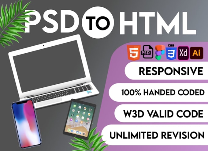 Be Your Front End Developer Psd To Html And Css Convert React Framework By Sohaibroomy Fiverr