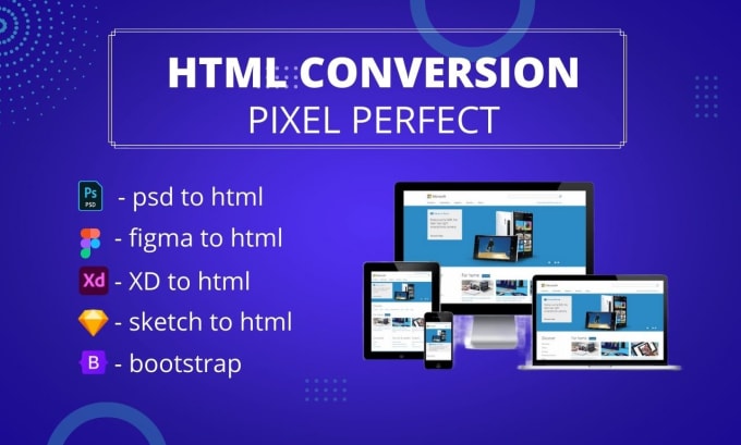Convert Psd Xd Figma Sketch To Html Css Bootstrap Responsive