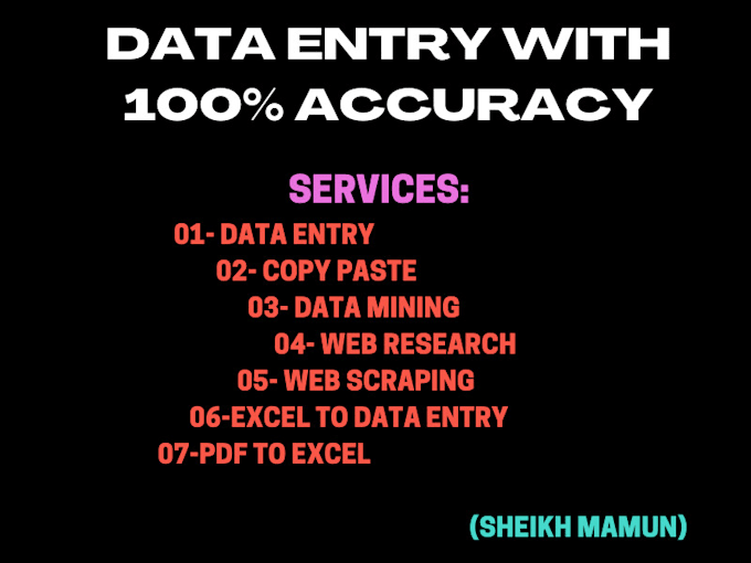 Do Data Entry Excel Web Scraping Data Collection Within 24 Hours By