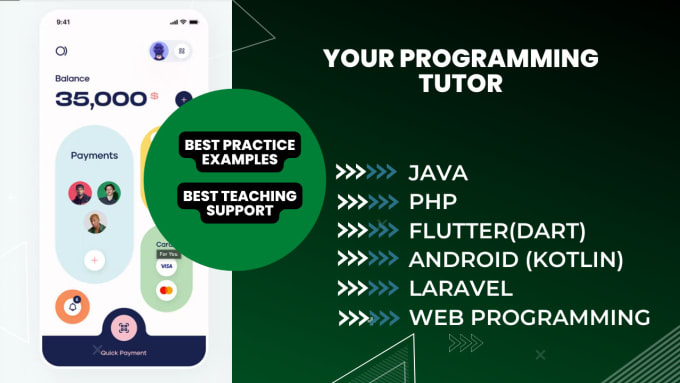 Enseñarte cpp java kotlin dart php laravel y tu tutor de programación