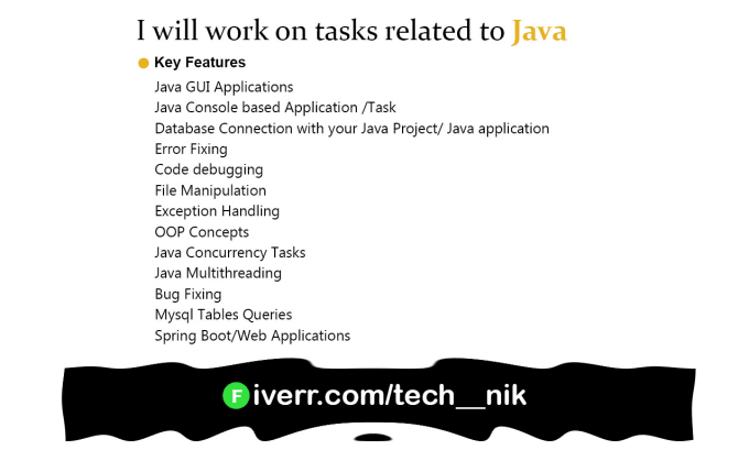 Work On Tasks Related To Java Oops Jdbc Multithreading Exception