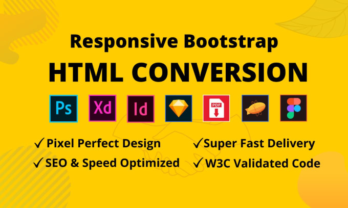 Convert Figma Xd Pdf Svg Sketch Png To Responsive Bootstrap And