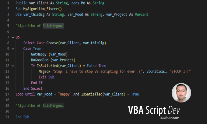 Develop Subs And Functions With Excel Vba By Saidmirgoul Fiverr