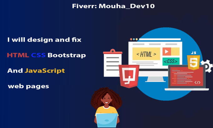 Design And Fix Html Css Bootstrap And Javascript Web Pages By Mouha
