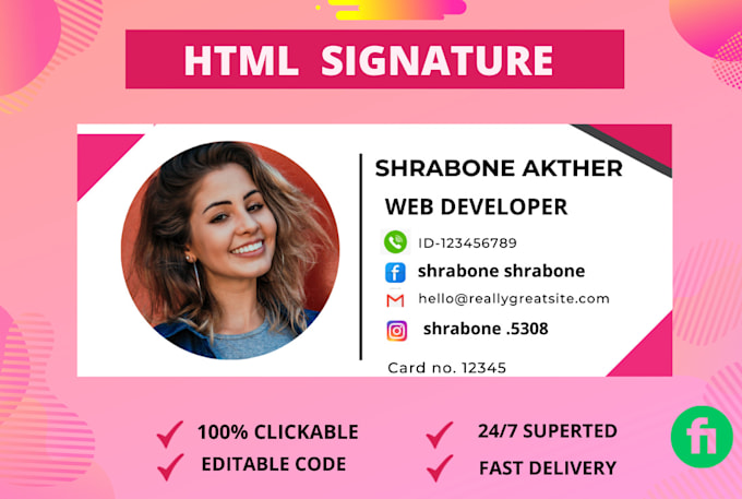 Design Clickable And Editable Html Email Signatures By Shraboneeakther