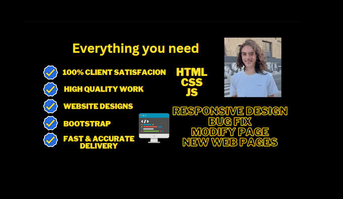 Do Bug Fixes And Web Design In Html Css And Javascript By