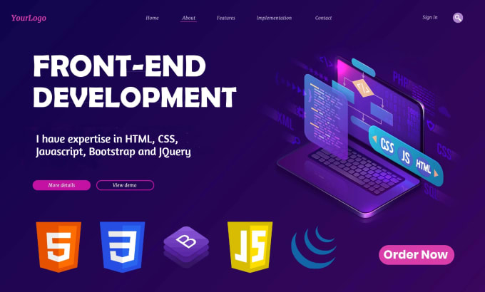 Be Your Front End Web Developer In Html Css Javascript Bootstrap By