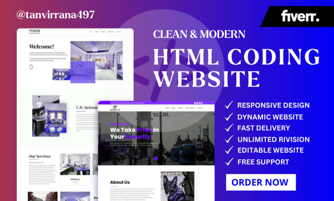 Create Custom Coded Website With Html Css Bootstrap And Js By