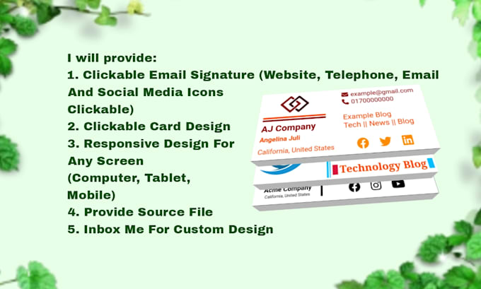 Create Clickable Html Email Signature And Html Card By Rashelmahmud825