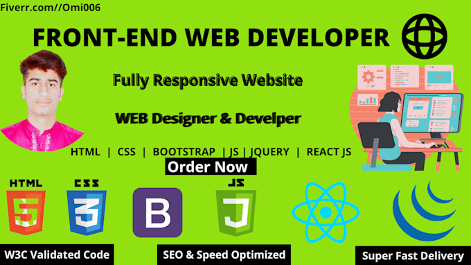 Be Your Front End Web Developer With Html Css Bootstrap And React Js By