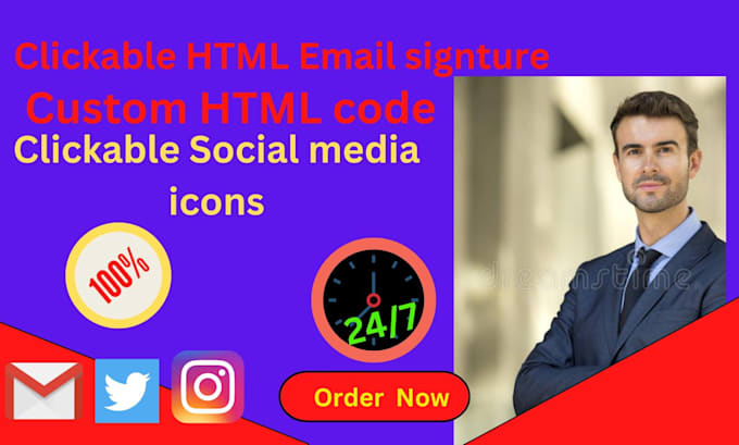 Html Email Signature Clickable Business And Outlook With Logo By