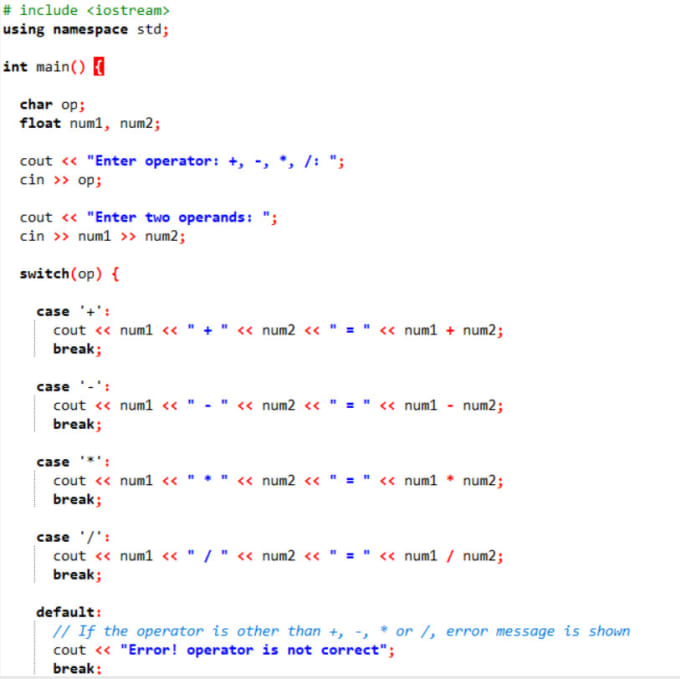 Simple Project Like A Calculator In Cplusplus By Matteofantuzzi7 Fiverr