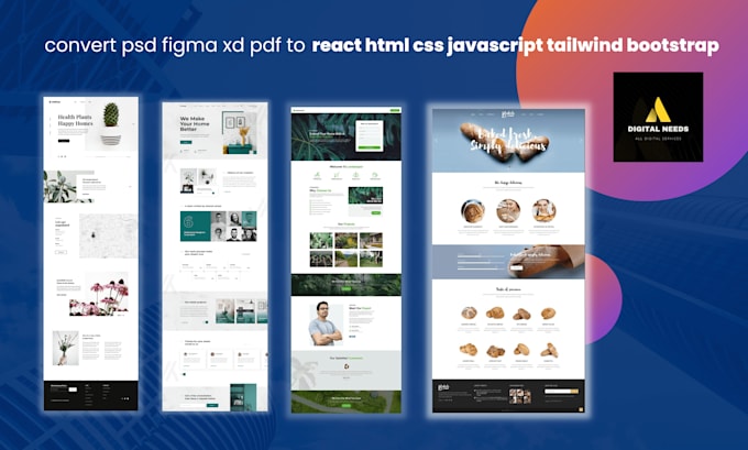 Convert Psd Figma Xd Pdf To React Html Css Javascript Tailwind
