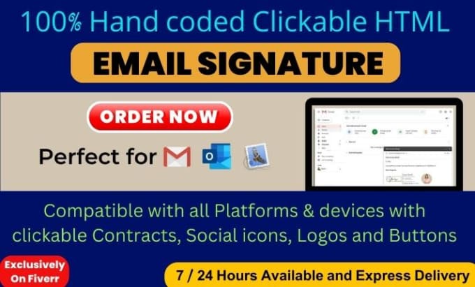 Create Custom Clickable Gmail And Outlook Html Email Signature By