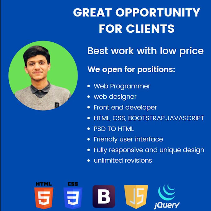 Do Creative Web Development With Html Css Bootstrap And Javascript By