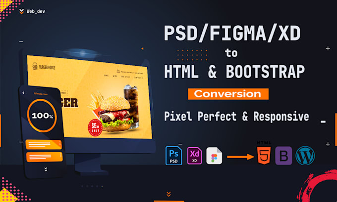 Convert Psd To Html Figma To Html Xd To Html Responsive Bootstrap 5