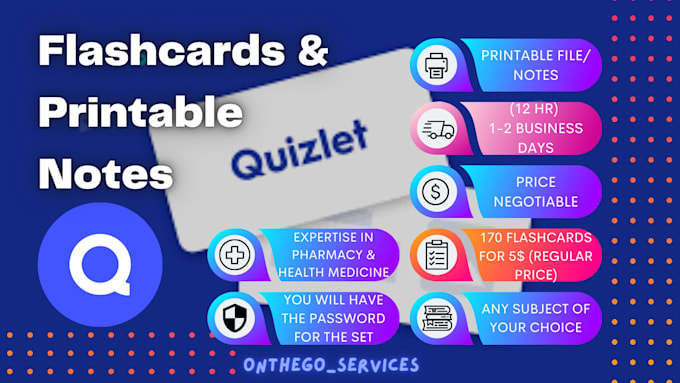 Create Quizlet Flashcards Of Any Subject By Onthego Service Fiverr
