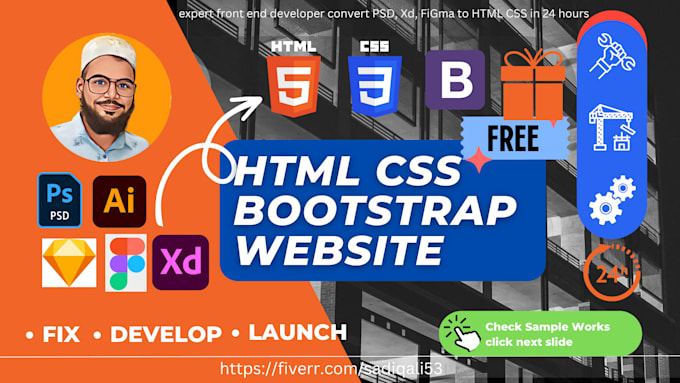Expert Front End Developer Convert Psd Xd Figma To Html Css In 24