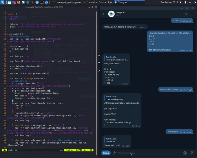 Create Telegram Chatgpt Using Golang By Zaenal1008 Fiverr