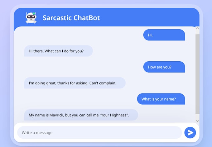Create Your Own Sarcastic Chatbot With Openai By Metacodes Fiverr