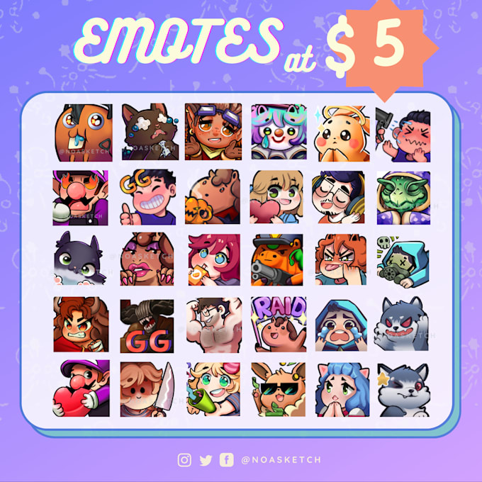 Create Custom Twitch Emotes And Sub Badges In Bulk By Noasketch Fiverr