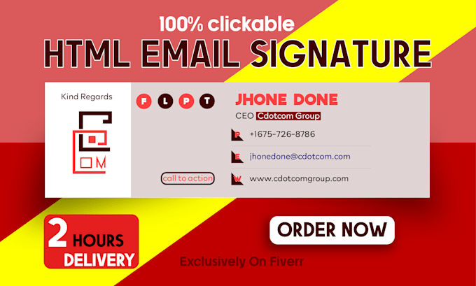 Create Clickable Html Email Signature Outlook Signature By Afdesign88