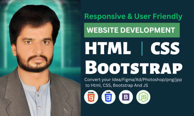 Be Your Front End Web Developer Using Html Css Bootstrap And Js By