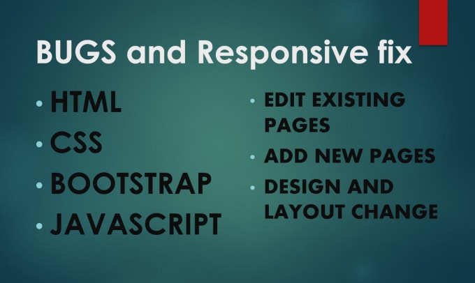 Fix Or Edit Html Css Bootstrap Javascript Bugs And Responsive Issues By