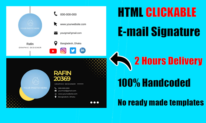 Create Html Email Signature And Clickable Email Signature By Rafin20369