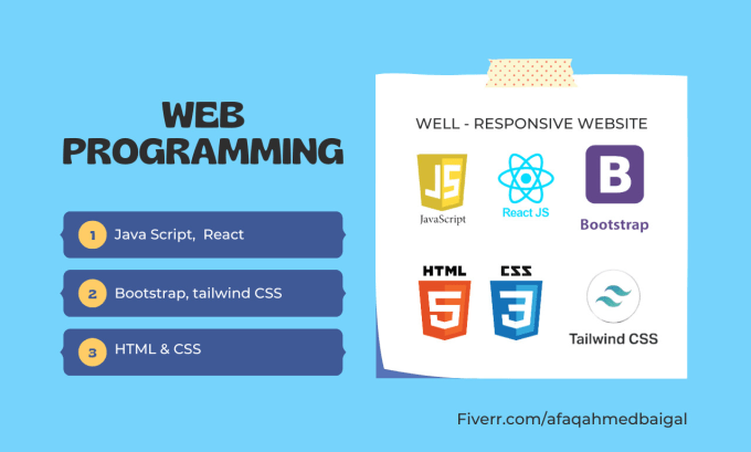 Do Front End Web Development Using Html5 Css Tailwind Css Javascript