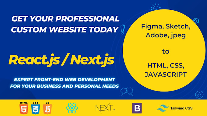 Create Responsive Front End Websites In Html Css Javascript Reactjs